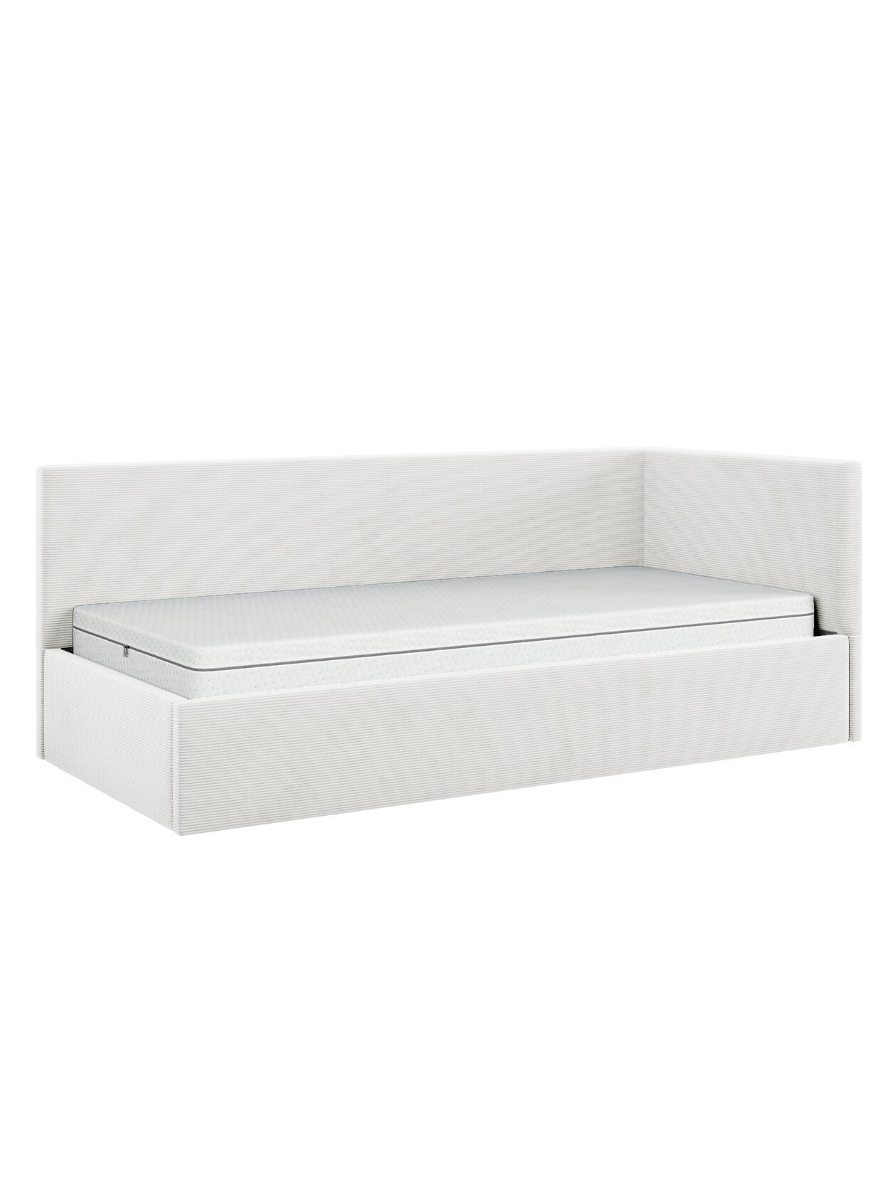 Односпальная кровать-тахта Рейн 120х200 см, с подъемным механизмом, с анатомическим основанием, Молочный, велюр