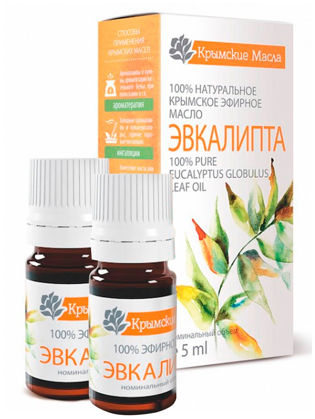 Комплект из 2 шт. Эфирное масло Крымские масла Эвкалипт, 5 мл Кап. Дозатор