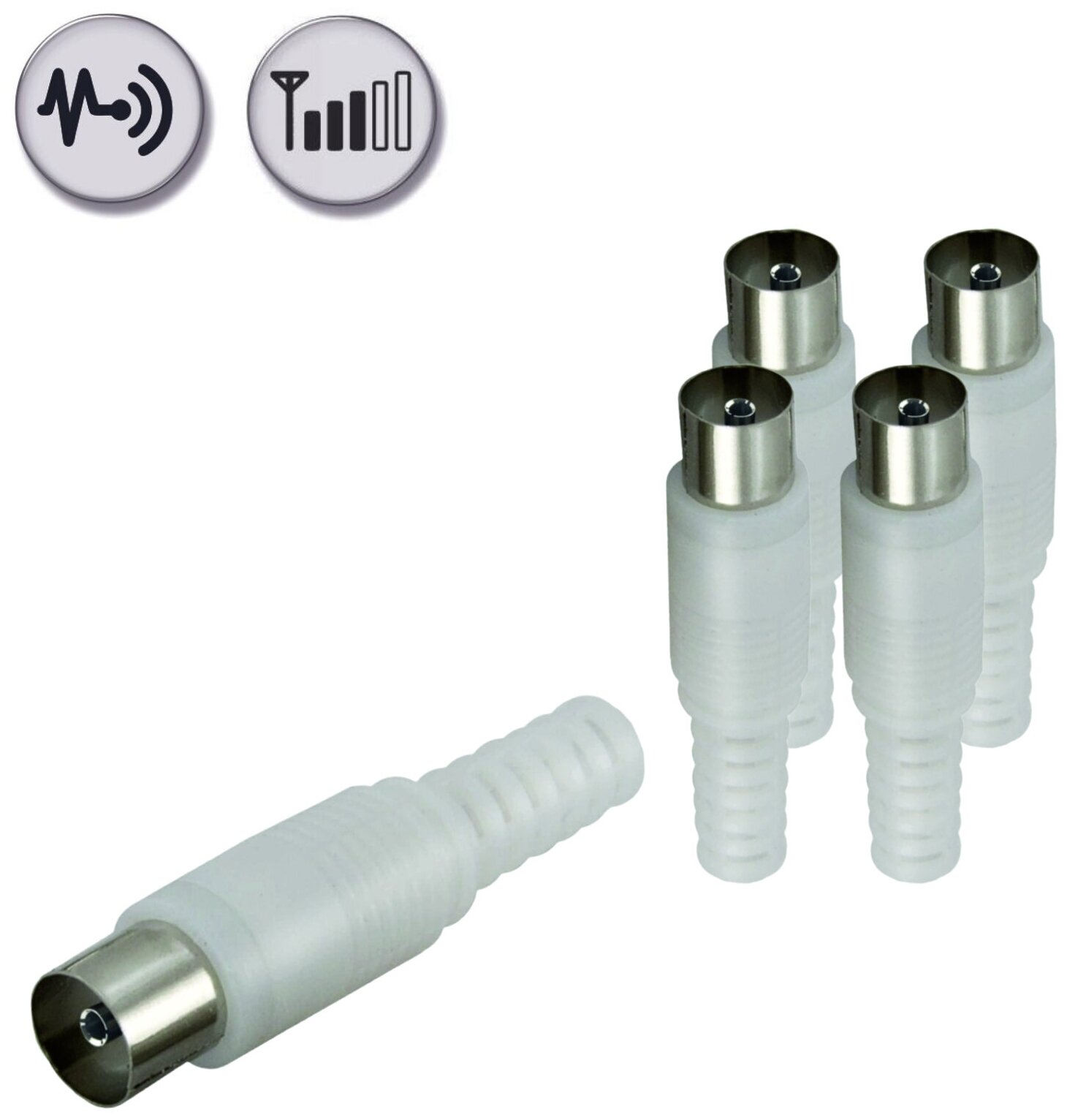 Антенный разъем гнездо TV (мама), без пайки, 5 шт