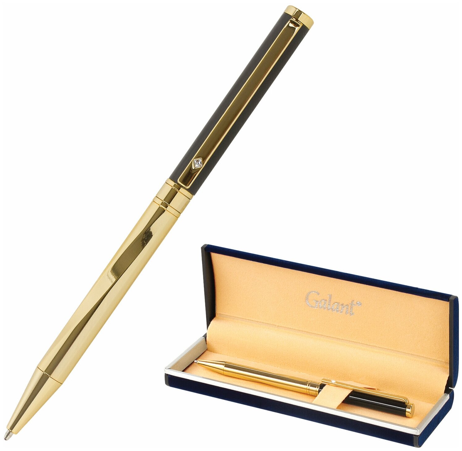 Ручка подарочная шариковая GALANT "ALLUSION", корпус черный/золотой, детали золотистые, узел 0,7 мм, синяя, 143522