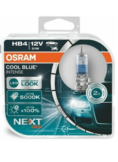 Лампа галоген 12v hb4 51w p22d osram cool blue intense +100% nextgen 5000k 2шт 9006cbn-hcb