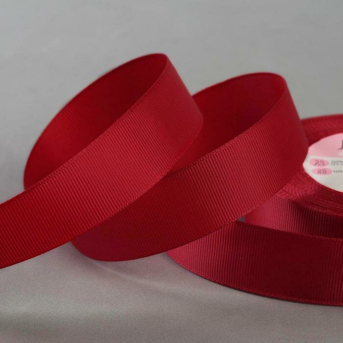 Лента репсовая, 25 мм, 23 1 м, цвет бордовый 33