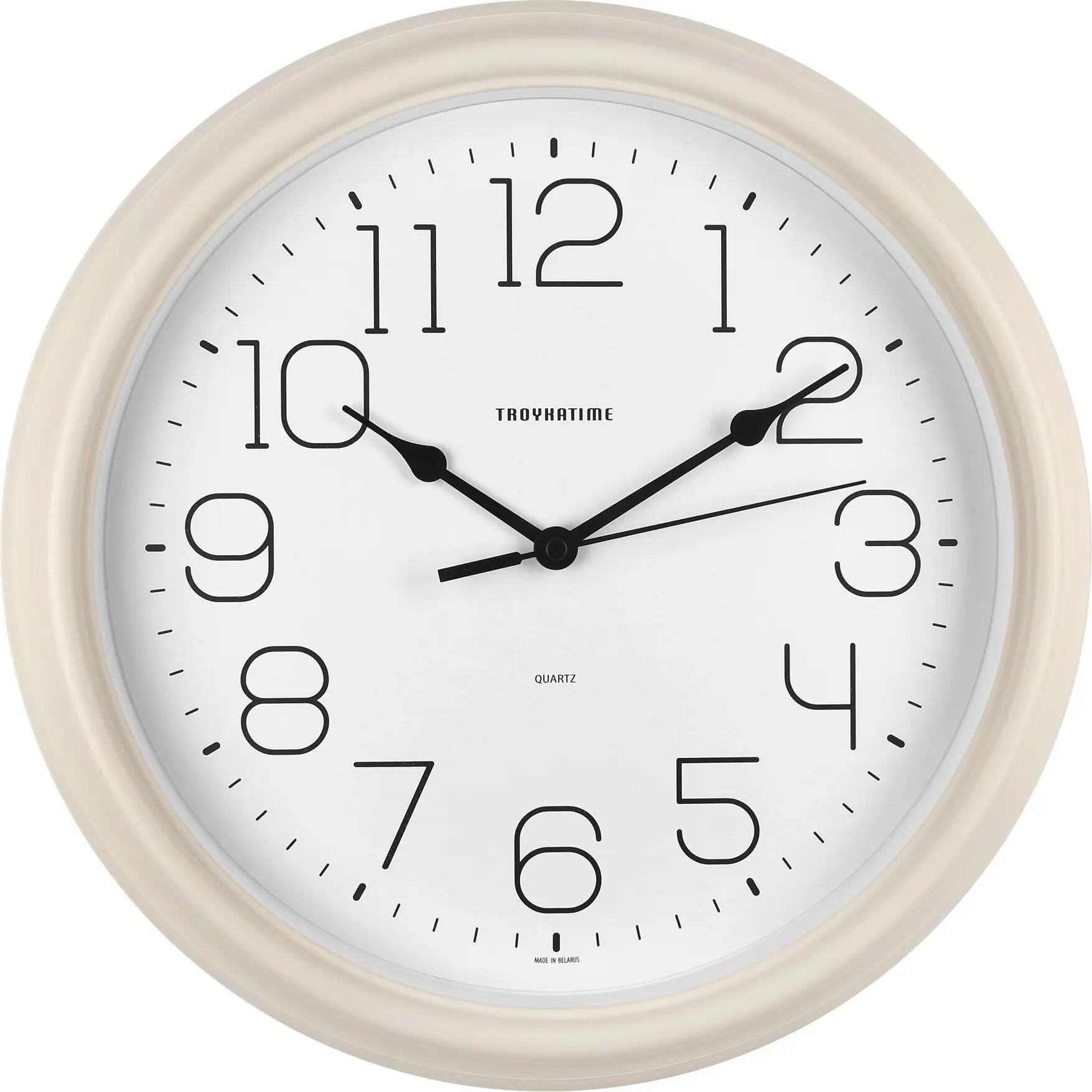 Часы настенные Troykatime круглые пластик цвет кремовый бесшумные ø31 см