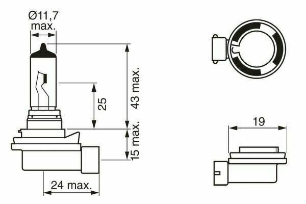 Лампа 12V 35W H8 Pure Light (Картон 1 Шт)
