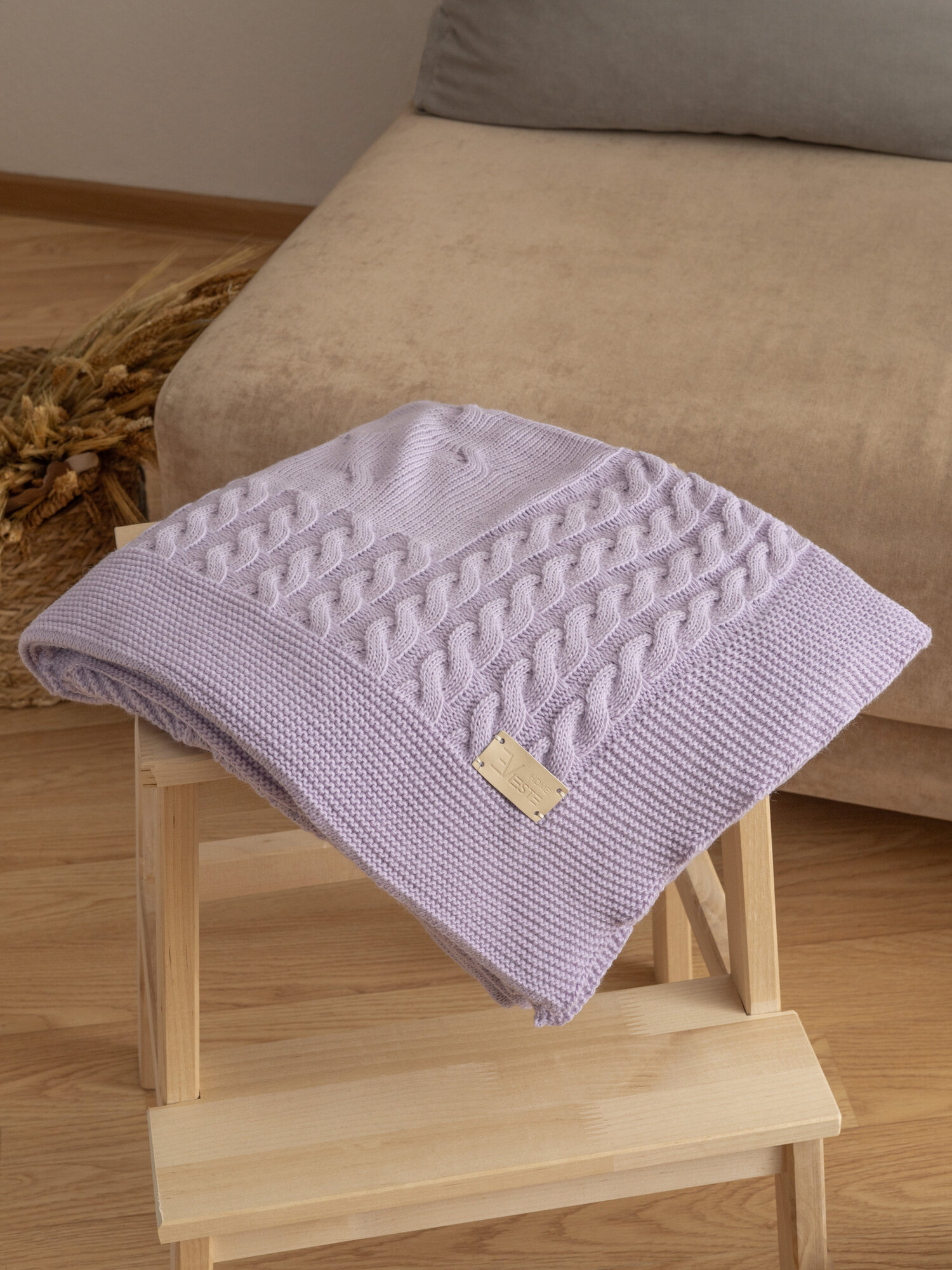 Плед детский вязаный 110x130 цвет Лаванда