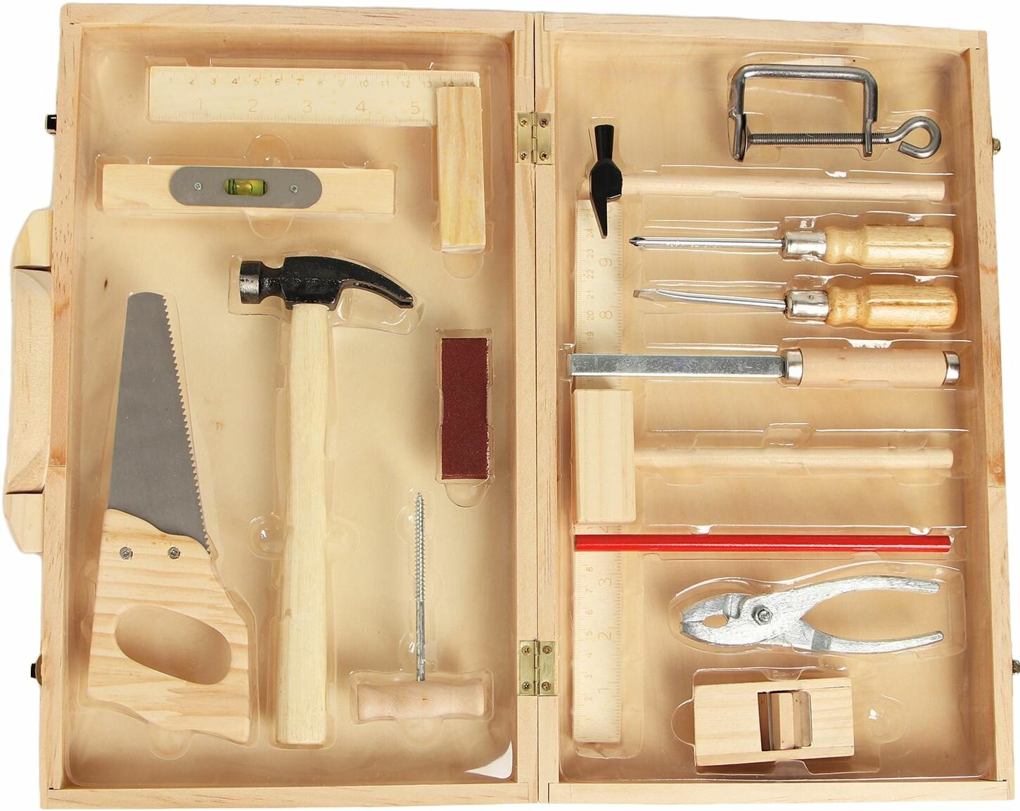 Детский набор игрушечных инструментов "Плотник", мастерская чемоданчик, сюжетно-ролевая игра для мальчиков, юный строитель и слесарь, 36,5х22х7,5 см