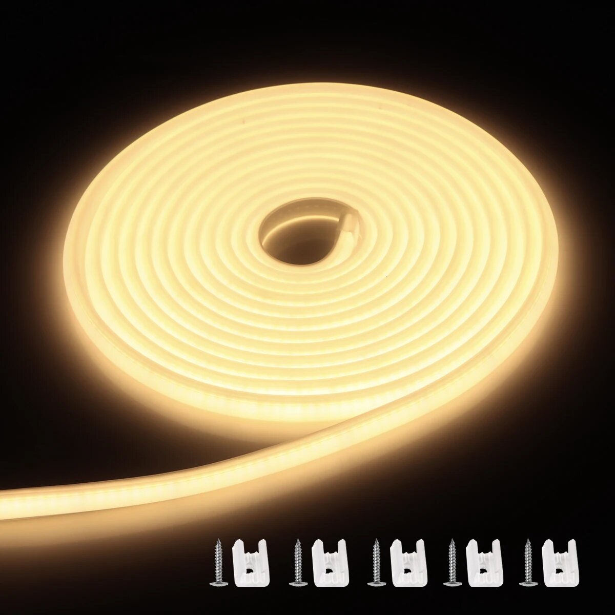 Светодиодная лента COB, 1-35 м, 220 В, суперяркая, 320 светодиодов/м, Warm White, 220V EU Plug, 8M