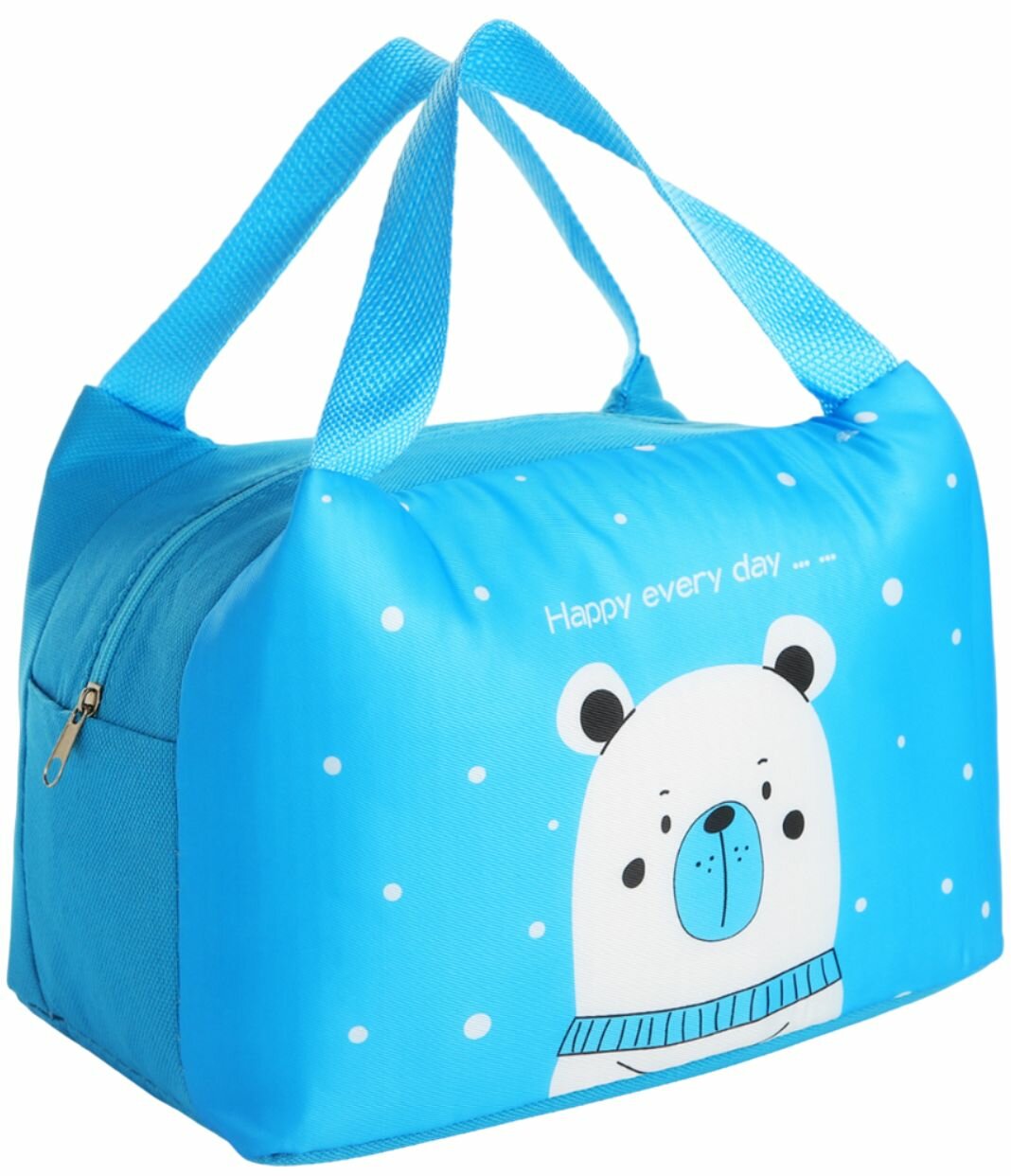 Детская термосумка на молнии для переноски и хранения обедов и завтраков, ланч боксов, детских бутылочек, сумка холодильник для еды, 5.6 л, цвет голубой