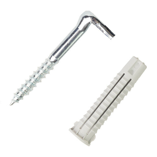 Шуруп-крюк L-образный 5,4x50 мм под крест, с дюбелем, комплект 2 шт, монтажный элемент