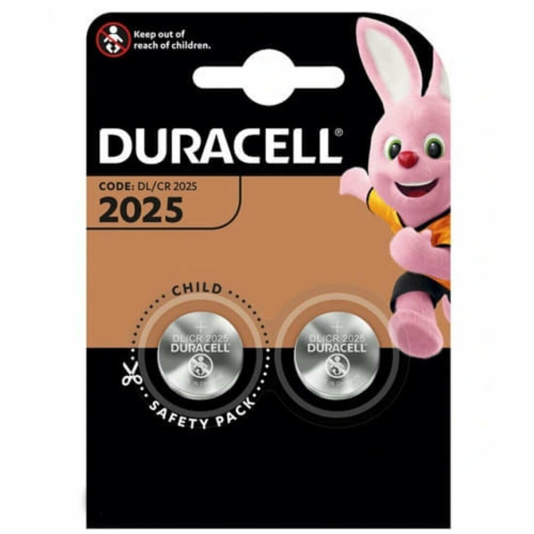 Батарейка Duracell CR2025 3В плоская литиевая (комплект из 5уп.)