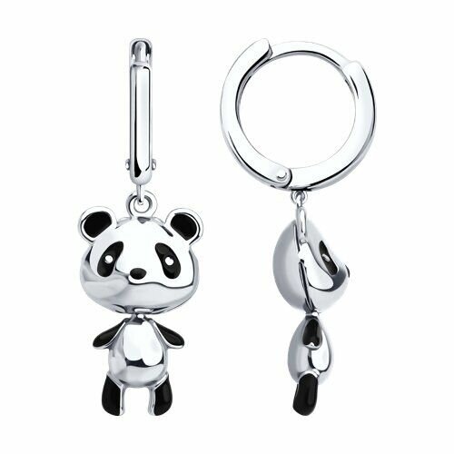 Серьги с подвесками, серебро, 925 проба, родирование, эмаль