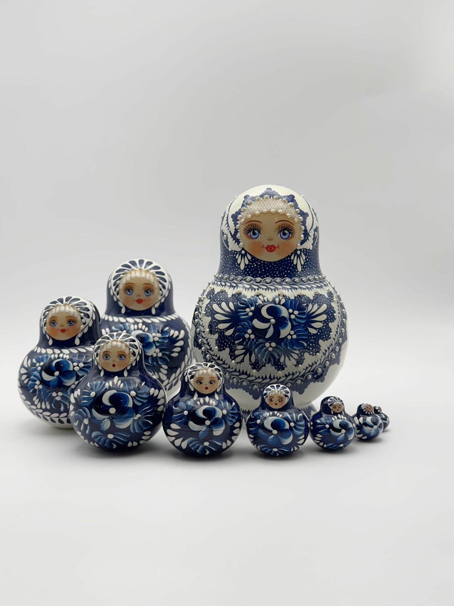 Матрешка "Орнамент" деревянная, авторская, хохлома, на 10 мест, 13 см