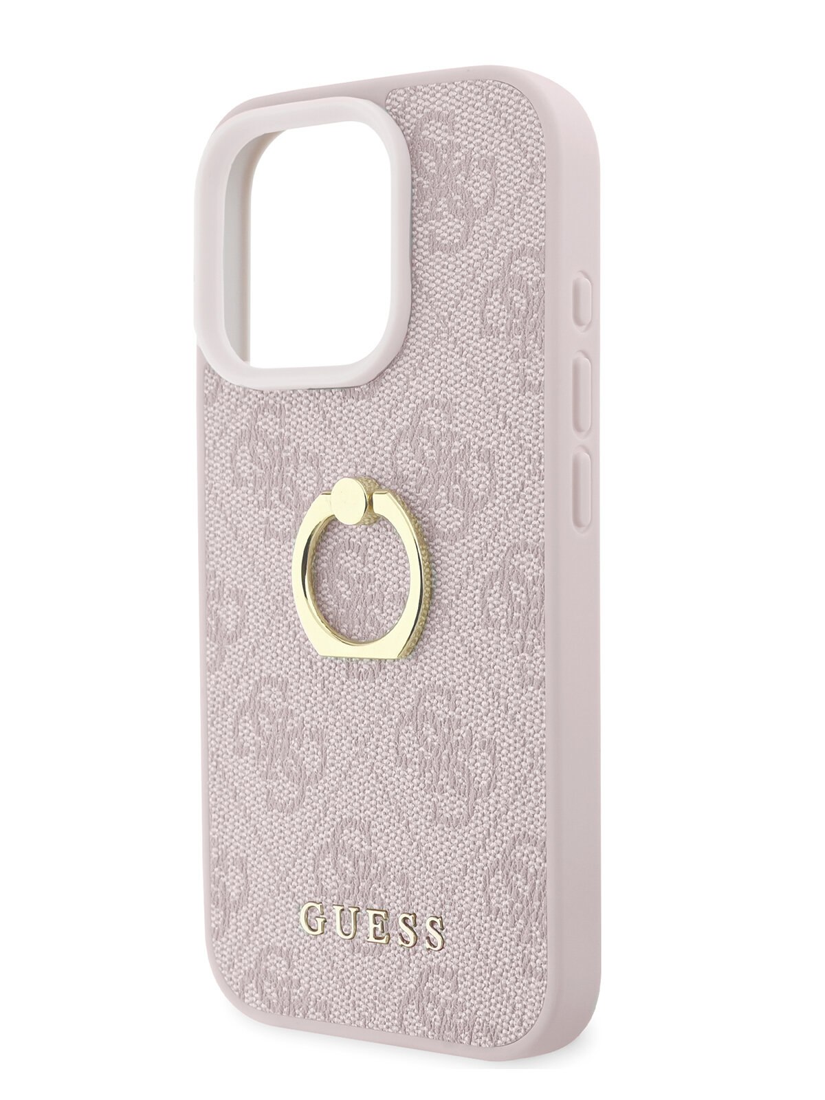 Guess для iPhone 16 Pro чехол PU 4G + Ring Hard Pink