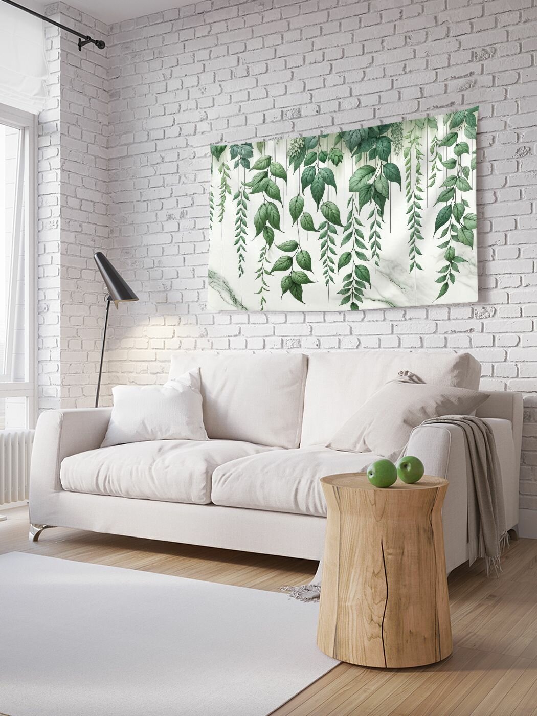 Постер на стену тканевый горизонтальный "Стена листьев", 100х150 см, JoyArty