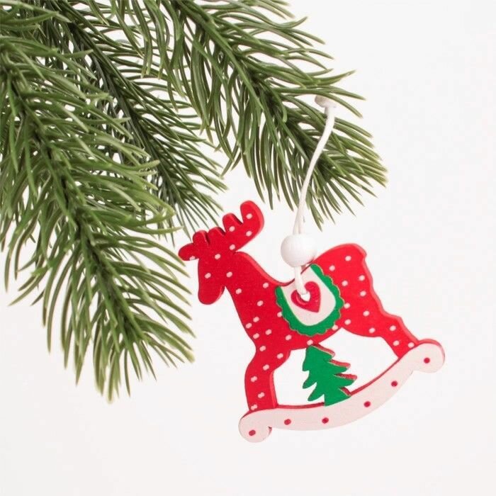 Набор новогодних украшений 12 штук "Олени" красные