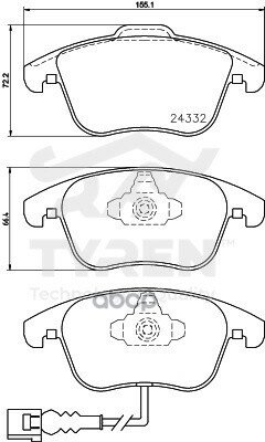 Колодки тормозные дисковые, передние Audi Q3 (8U) 11> Seat Alhambra II 10> Volkswagen Tiguan I 07> TYREN арт. TYR1219941