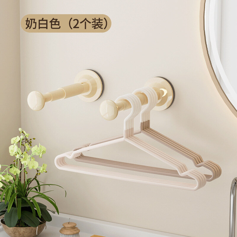 Многофункциональная складная вешалка для одежды с штангой для подвешивания, для домашнего использования, гардеробная стойка, стеллаж для хранения, устанавливается без сверления, с выдвижными крючками на присосках.