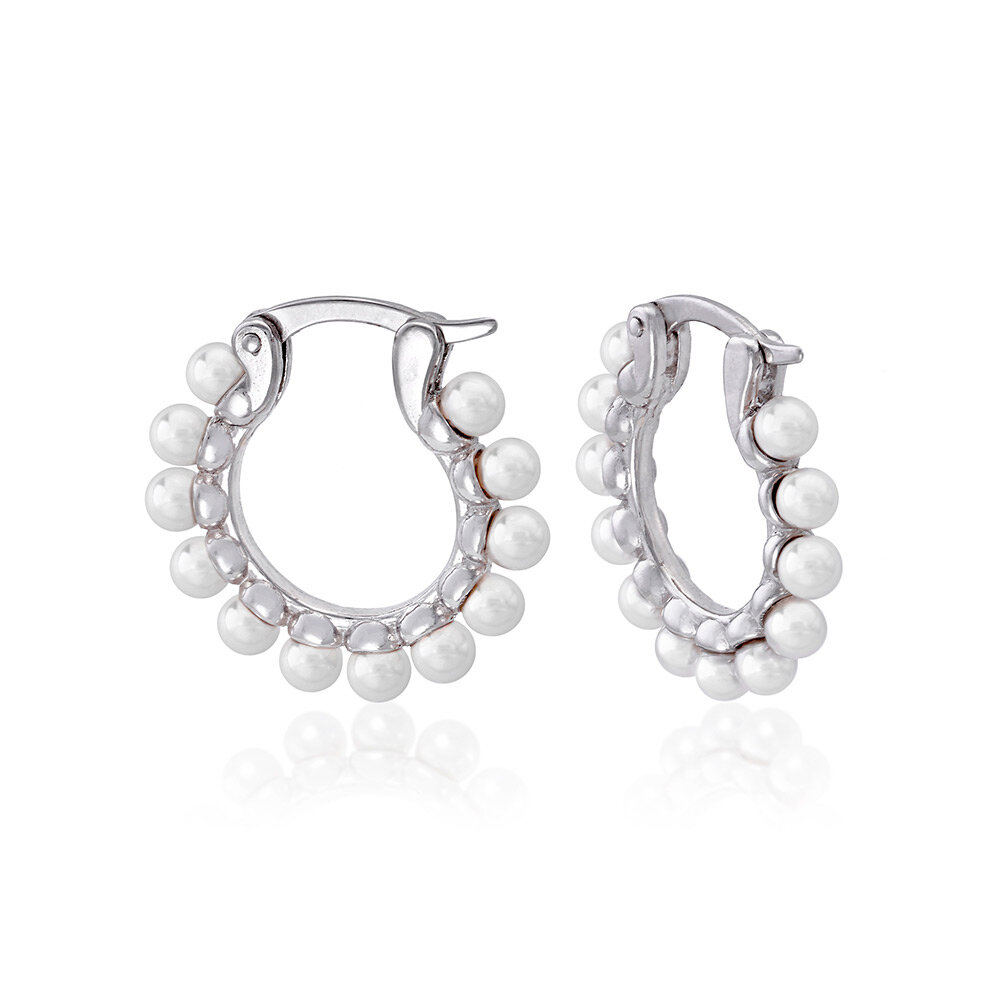 Серьги, серебро, 925 проба, родирование, жемчуг