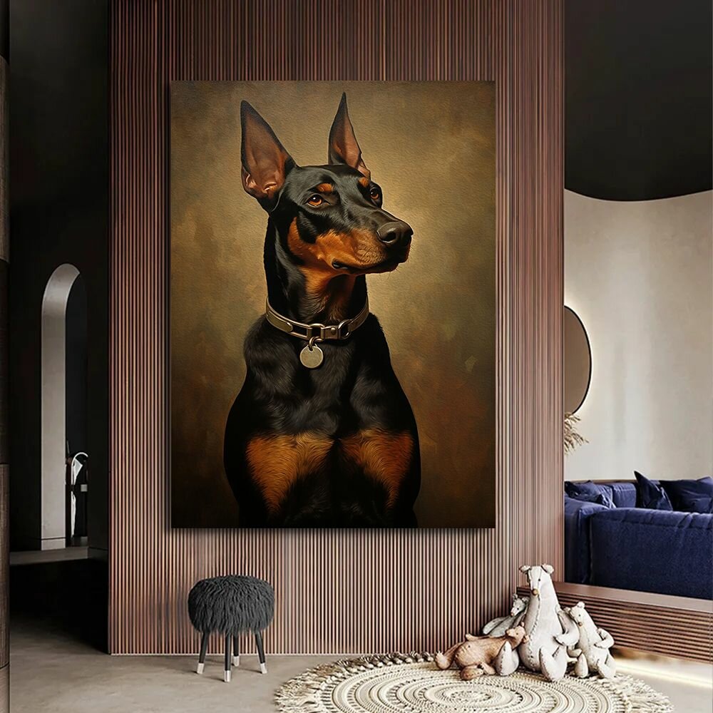 Картина ВсеКартины. Тут "Доберман", на подрамнике, дерево, 50x70 см