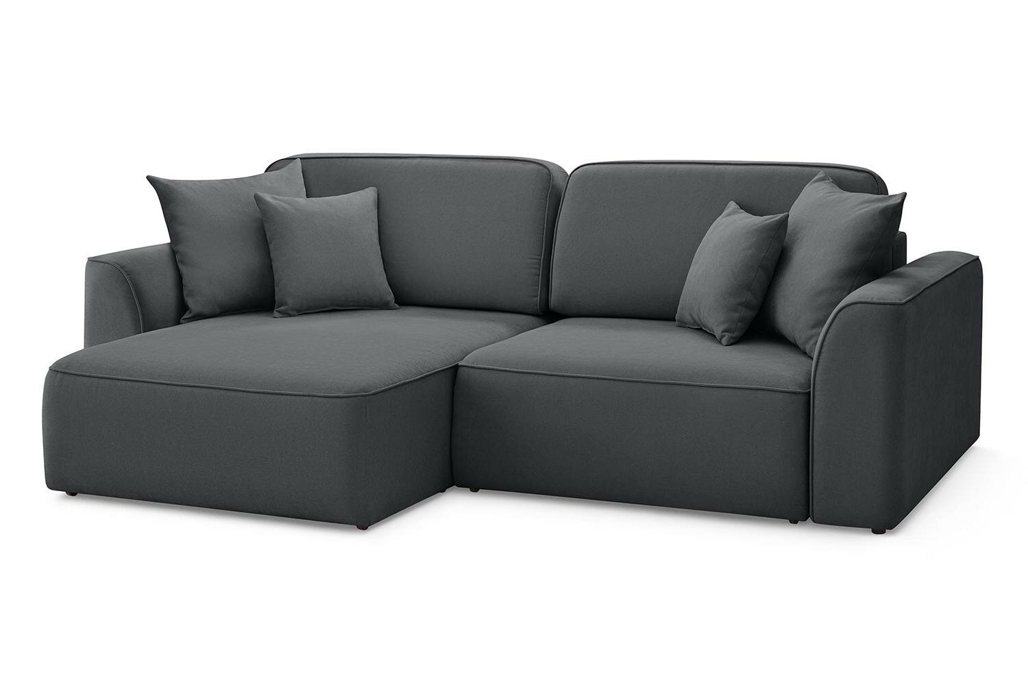 Угловой диван-кровать SOLANA Сиэтл, 251х86х170 см, обивка велюр, цвет тёмно-серый