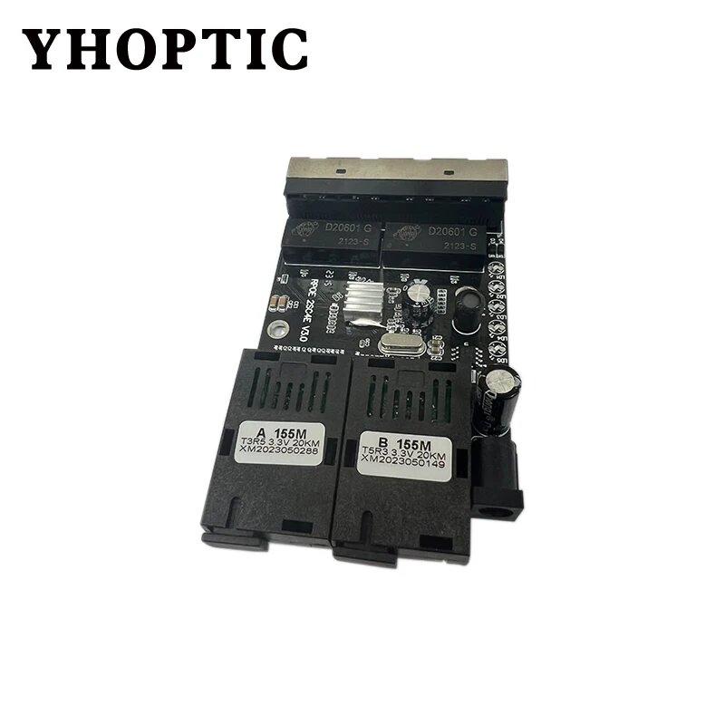 Коммутатор Fast Ethernet 10/100M, оптоволоконный, Reverse POE, одномодовый, 2 SC оптоволоконных порта, 4 RJ45, оптический медиаконвертер, плата PCBA Metro Board