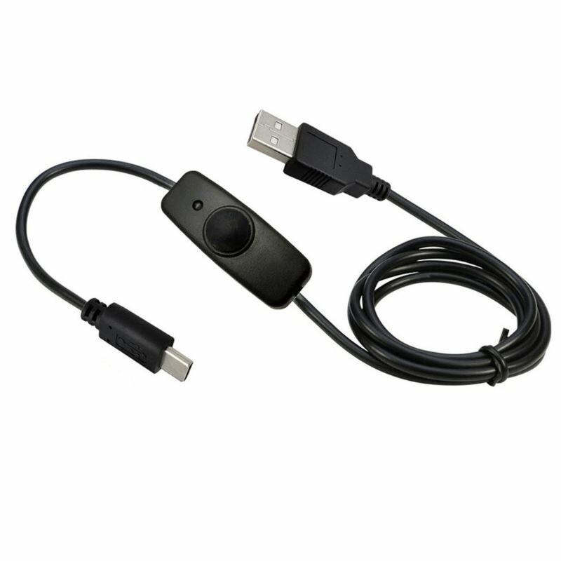 (1 штука) Кабель питания USB для подключения к разъему Type C с выключателем-черный