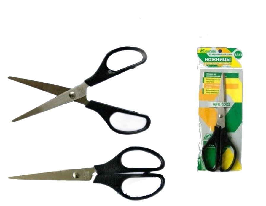 Ножницы канцелярские Beifa 169 мм, офис, черные, прочный металл (5323)