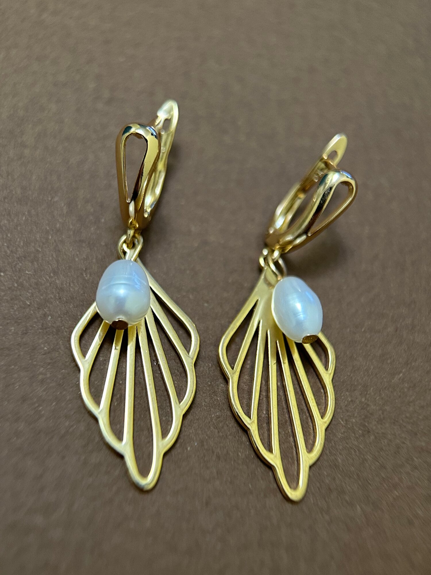 Серьги с подвесками, жемчуг пресноводный