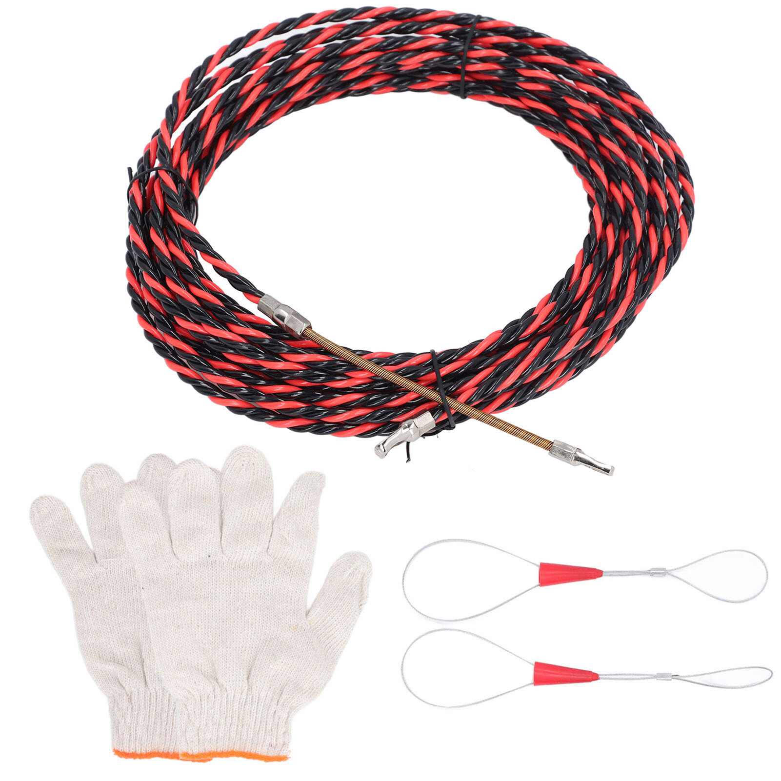 Инструмент для продевания нити в электропроводку с плоской головкой, ручной кабельный направляющий инструмент с перчатками, кабельные стяжки 5 м / 16,4 фута