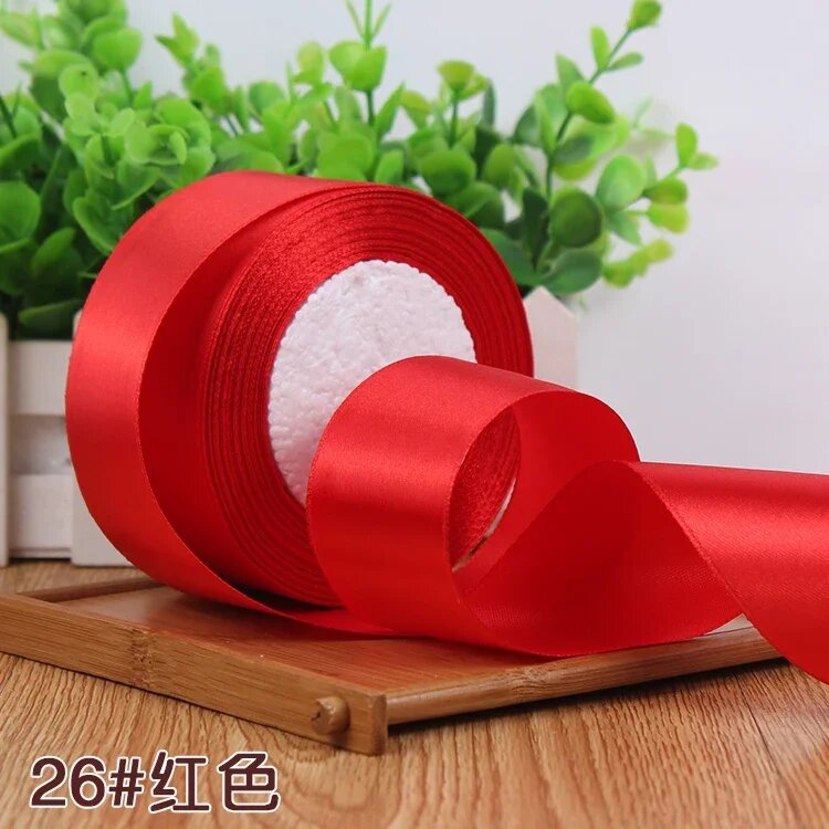 Ленты сатиновые Wusmart 6-50 мм Красный, Red, Width 6mm