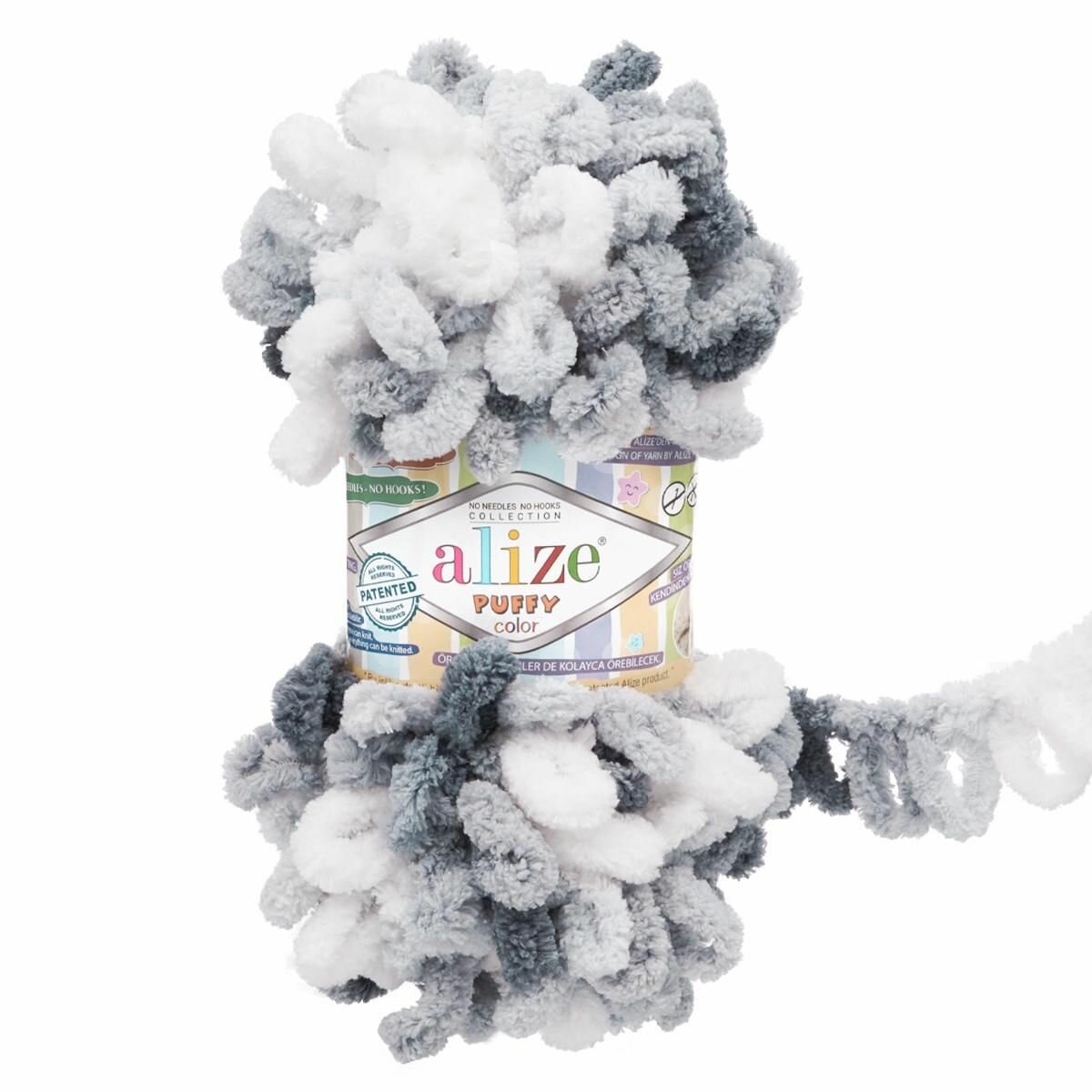 Пряжа ALIZE "Puffy Color", 100 г 9 м, 100% микрополиэстер, 5925 секционный, 5 шт