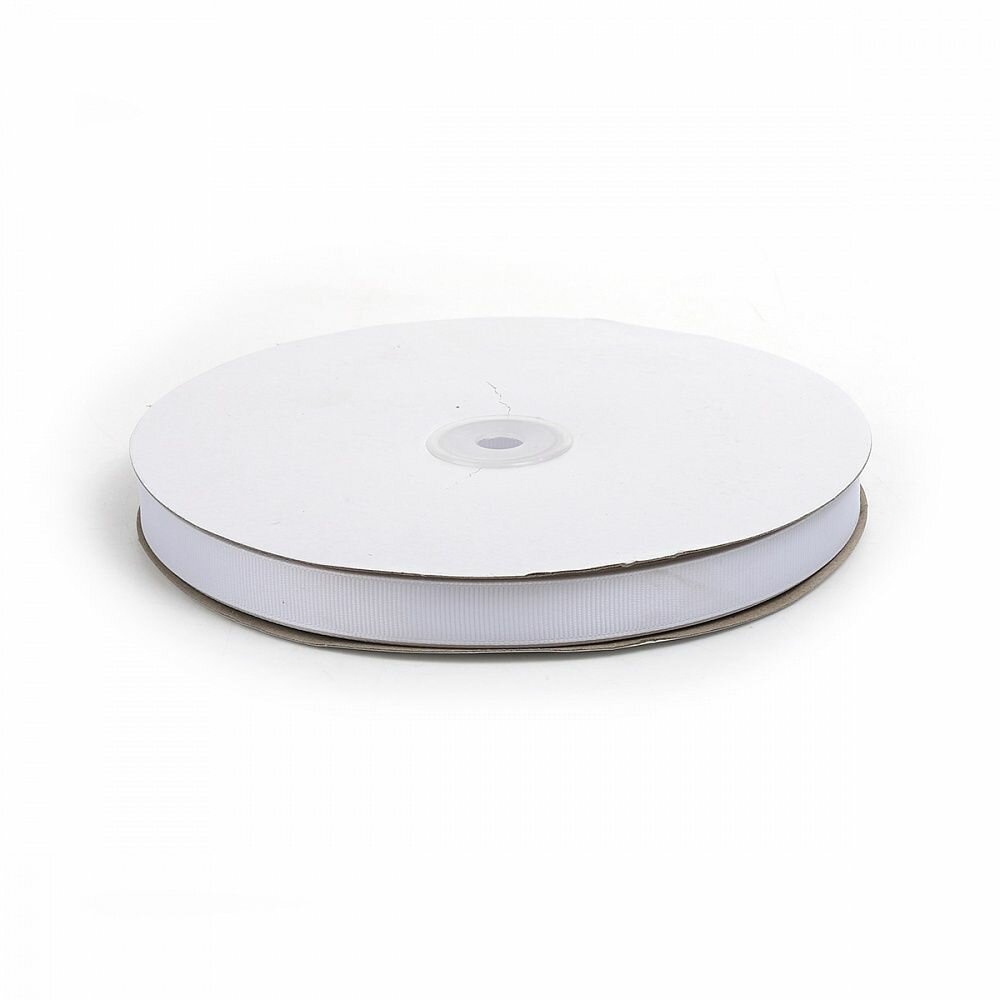 Репсовая лента IDEAL в рубчик, ширина 15 мм, цвет 029 белый, 91,4 м