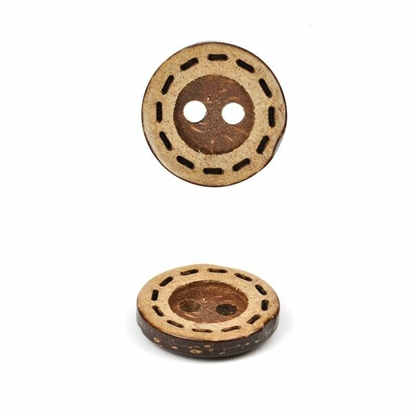 Пуговицы TBY кокос, цвет натуральный, 20 L - 12/5 мм, 2 прокола, 20 штук