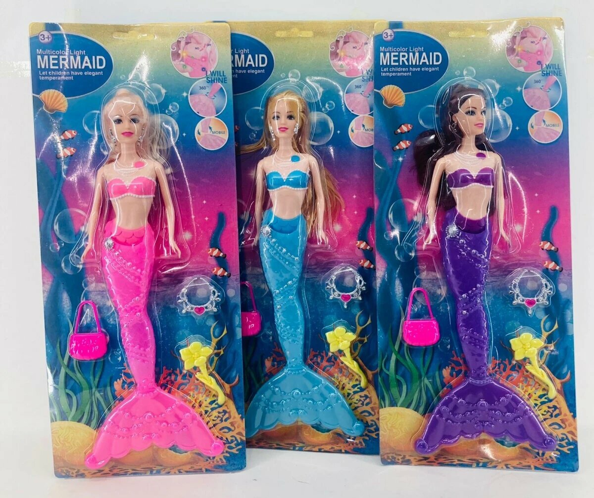 Кукла Mermaid русалка свет, музыка 34 см на блистере