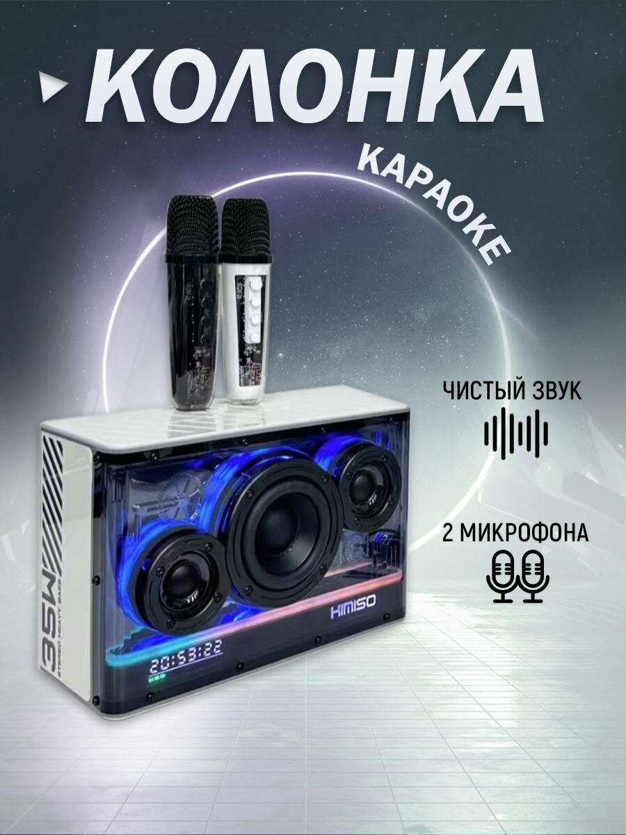 Портативная караоке колонка с двумя микрофонами