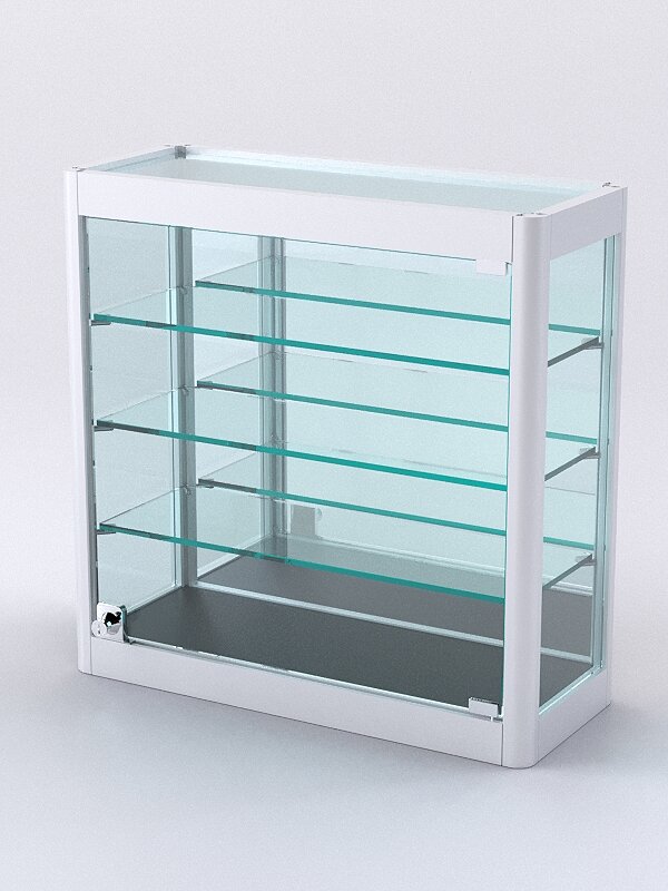 Витрина из профиля настольная "вайб" №4-3П-З-200 (задняя стенка Зеркало), Черный