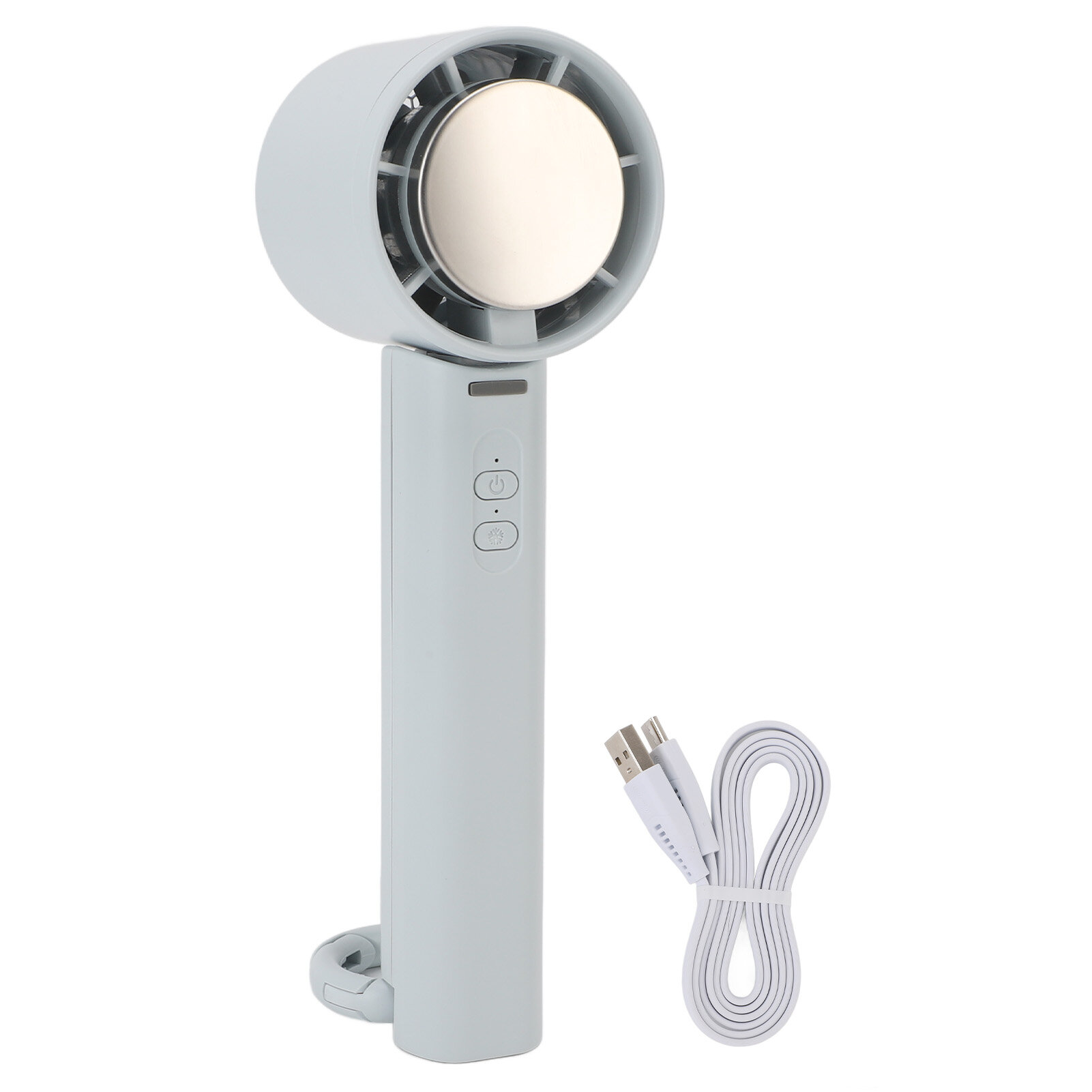 Портативный ручной вентилятор Складной перезаряжаемый 2000 мАч 3-скоростной тихий персональный вентилятор Полупроводниковый охлаждающий контур с пряжкой для путешествий в помещении Пляж Кемпинг Синий