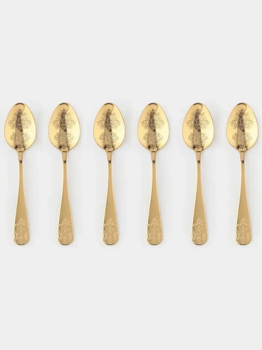 Набор ложек чайных 6 шт "Эмили" 13,2 см, цвет золото