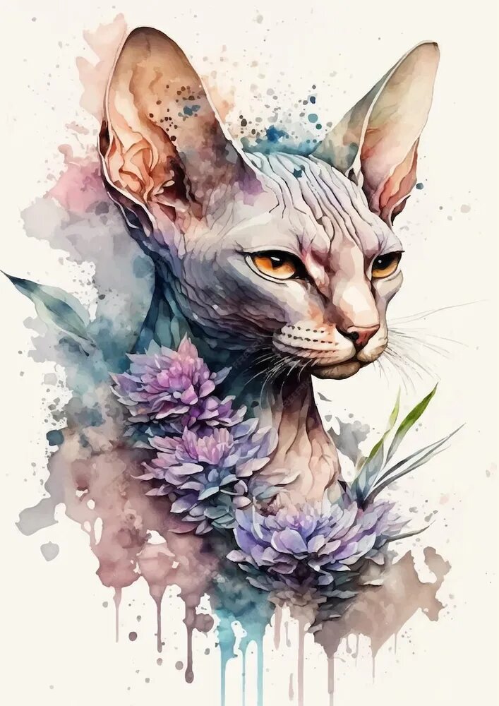 Алмазная Мозаика "Сфинкс В Цветах" 40*50 См, Безрамная, Идеальна Для Дома, Украшения, Подарков.