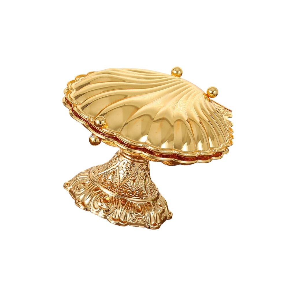 Изысканная фруктовая тарелка с высокими ножками в европейском стиле в виде ракушки-небольшого размера с золотой основой