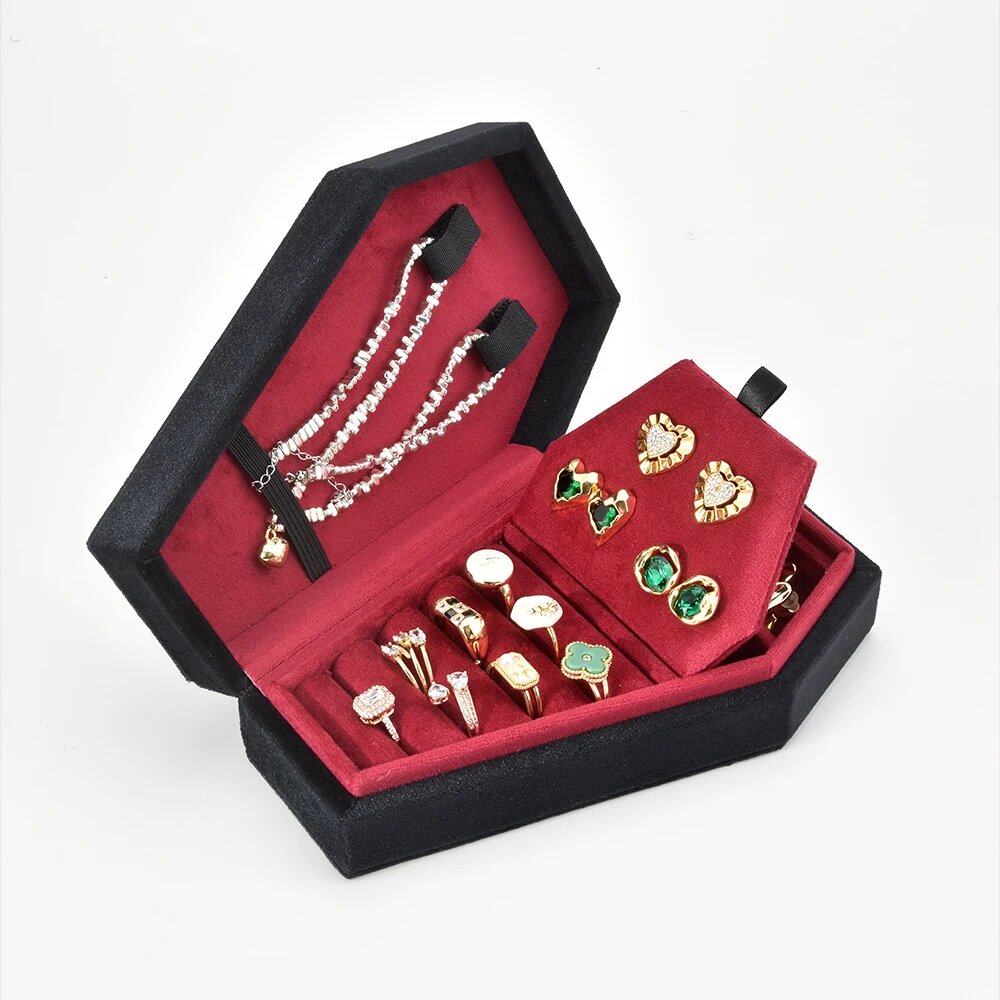 TAIMY Европейский Ретро Готический Гроб Шкатулка Для Ювелирных Изделий Кольцо Ожерелье Серьги Держатель Коробка Для Хранения Многофункциональный Органайзер Упаковочный Чехол Бесплатный Пользовательский Логотип Подарки