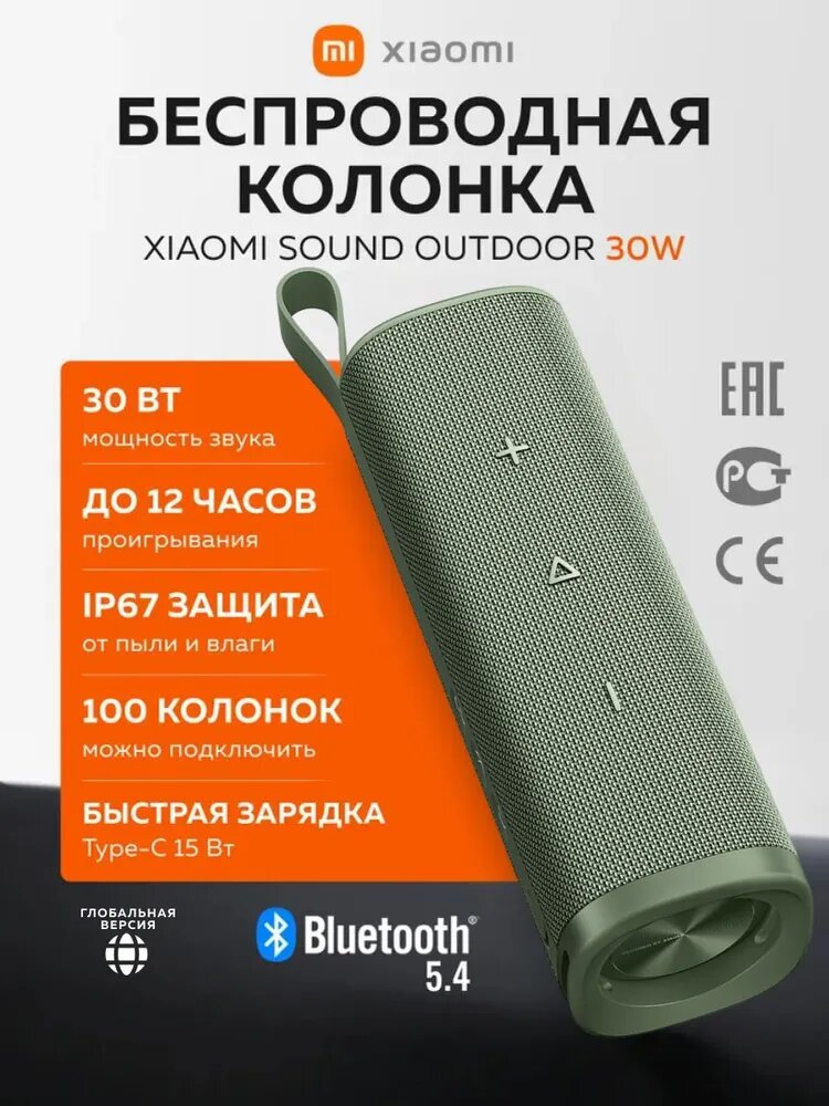 Уличная колонка Xiaomi (сине-зеленая) 30 Вт, водонепроницаемая, IP37