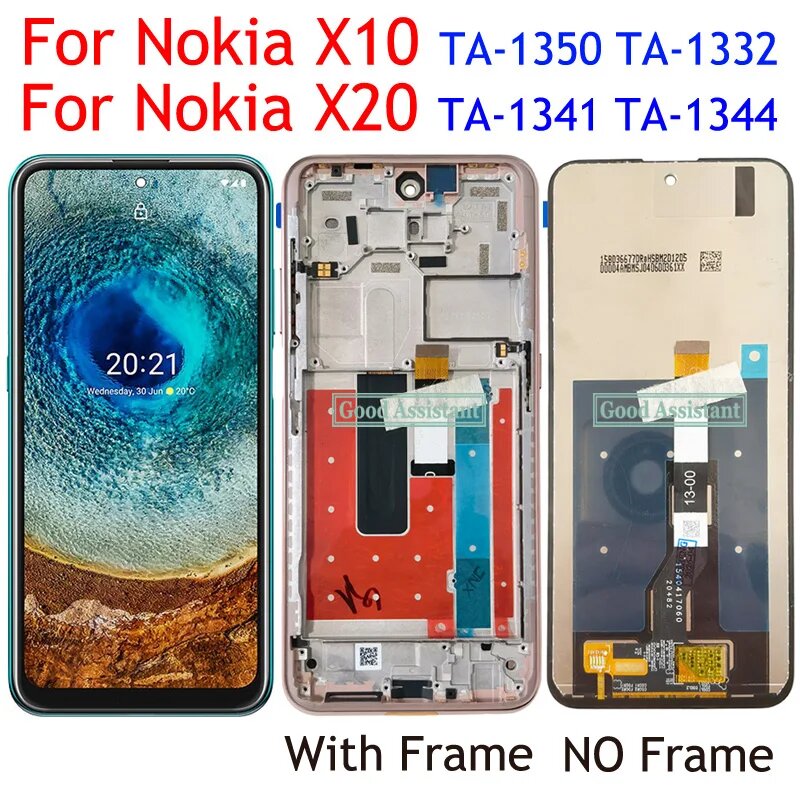 6,67 дюймов для Nokia X10 Nokia X20 TA-1350 TA-1332 TA-1341 TA-1344 ЖК-дисплей с X20 Gold With Frame