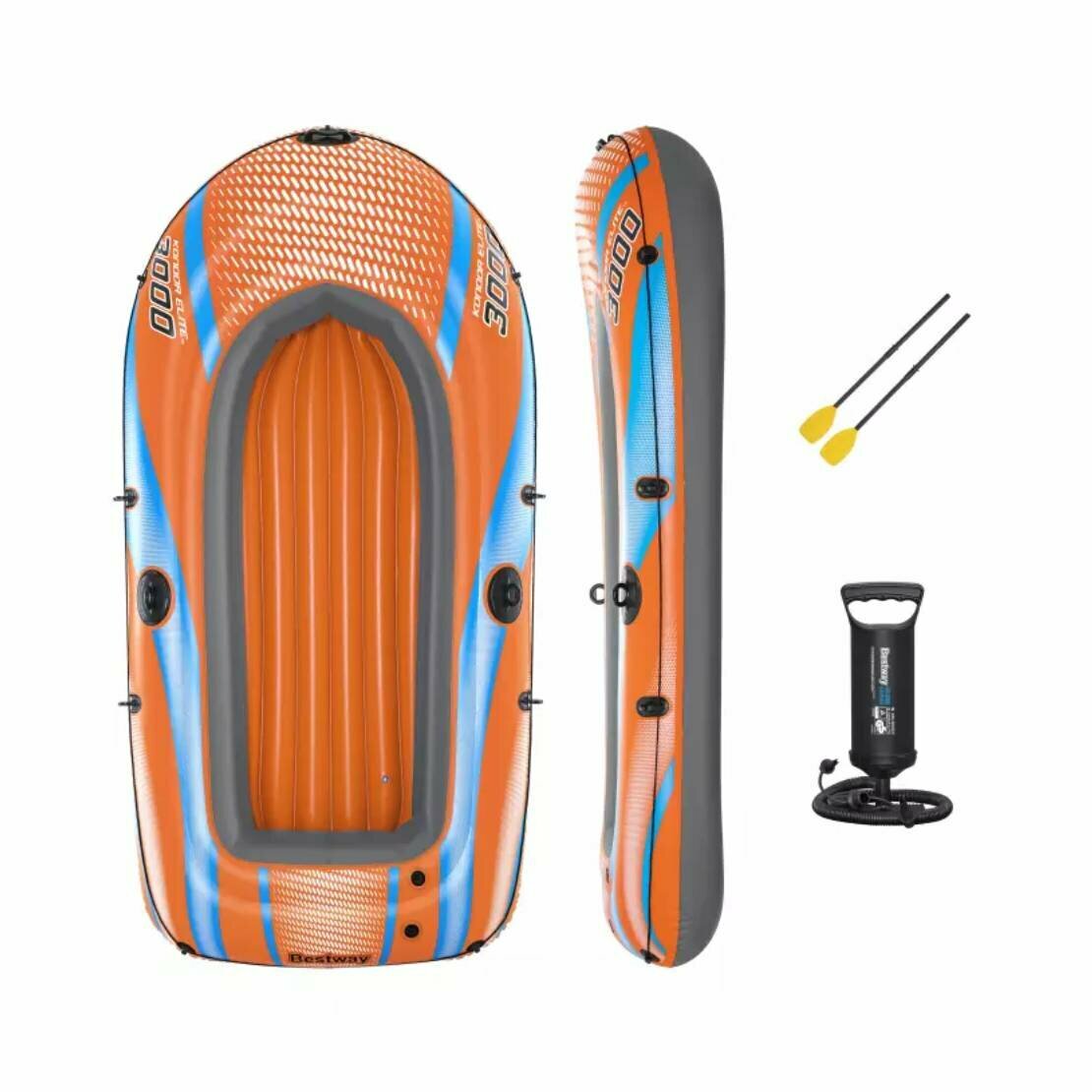 Лодка надувная Bestway Kondor Elite 3000, 246х122 см, нагрузка до 200 кг, поливинилхлорид, оранжевый