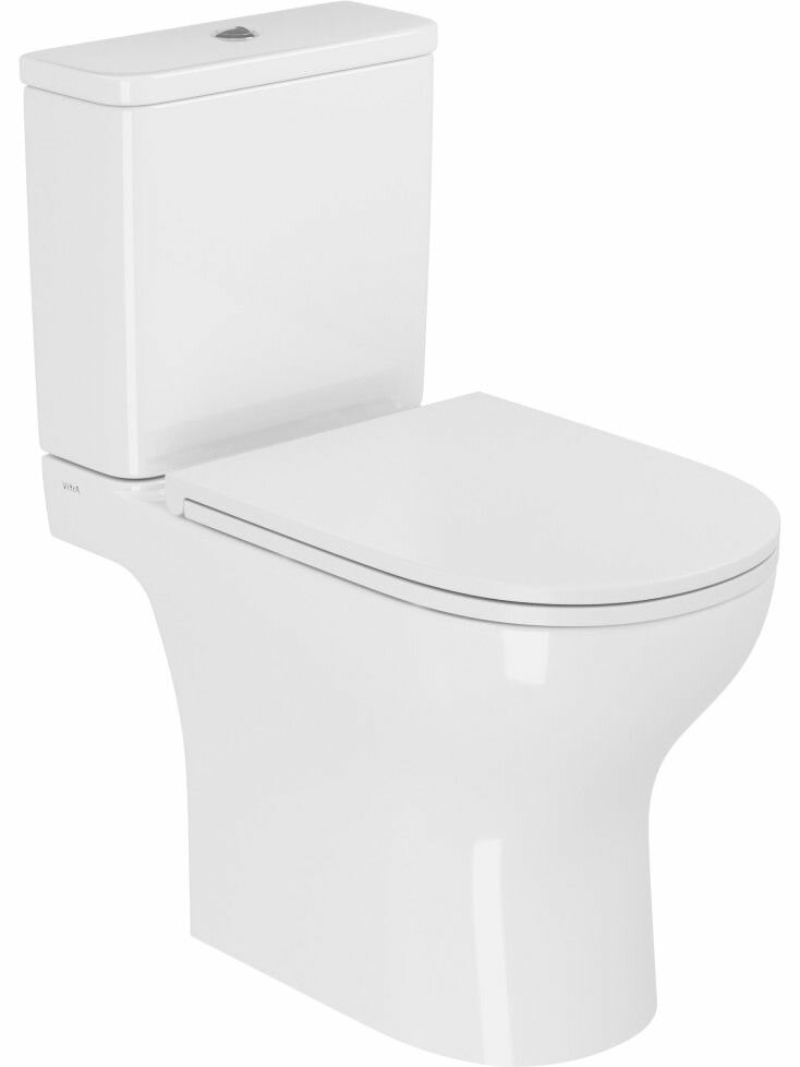 Унитаз напольный VitrA M50 безободковый с двойным смывом, Торнадо, с сиденьем микролиф, белый