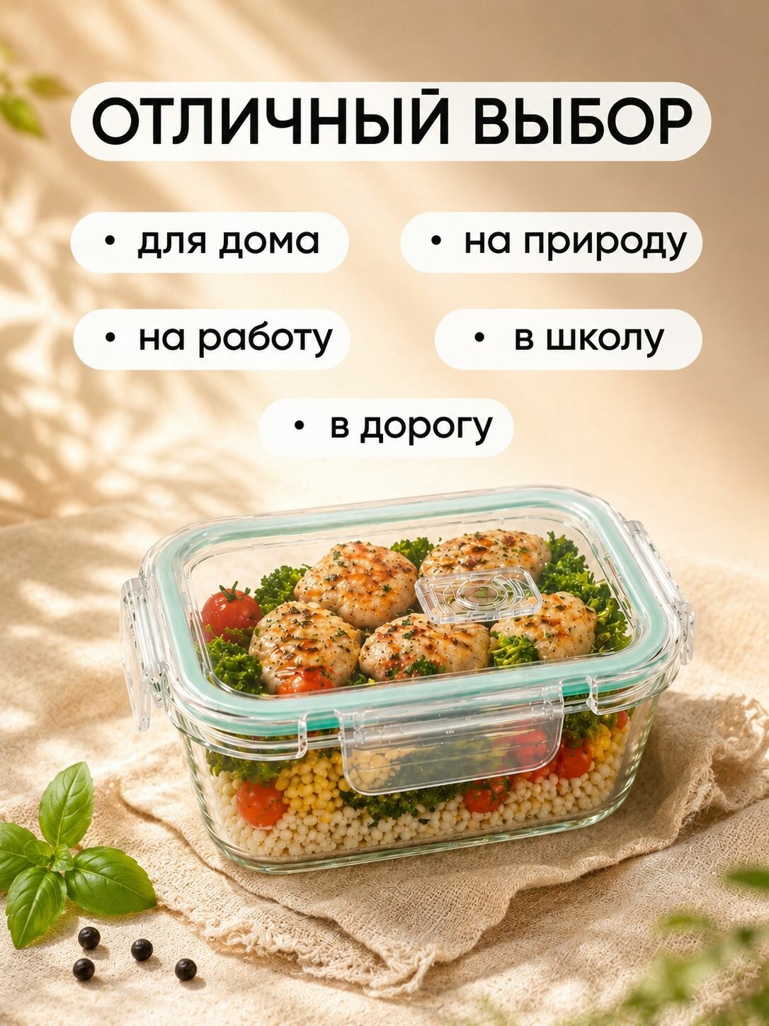 Набор герметичных контейнеров для еды из жаропрочного стекла, пищевые ланч‑боксы для духовки, микроволновки, холод