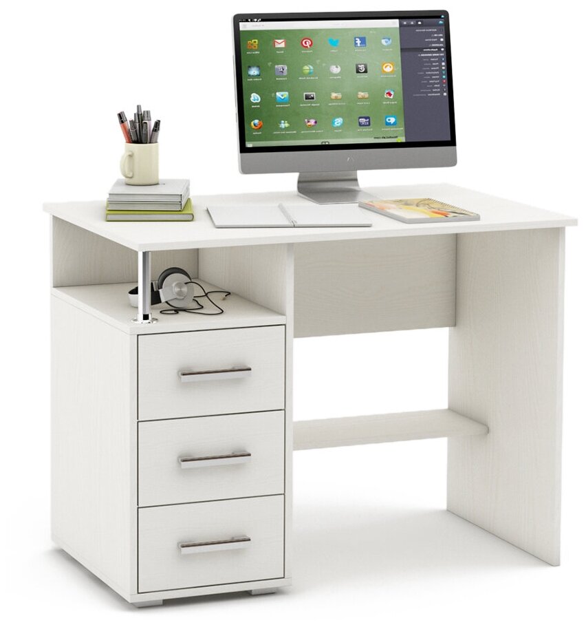 Компьютерный стол "Амбер (Реал) 4", с ящиками и полками, ЛДСП, 97х60х75 см