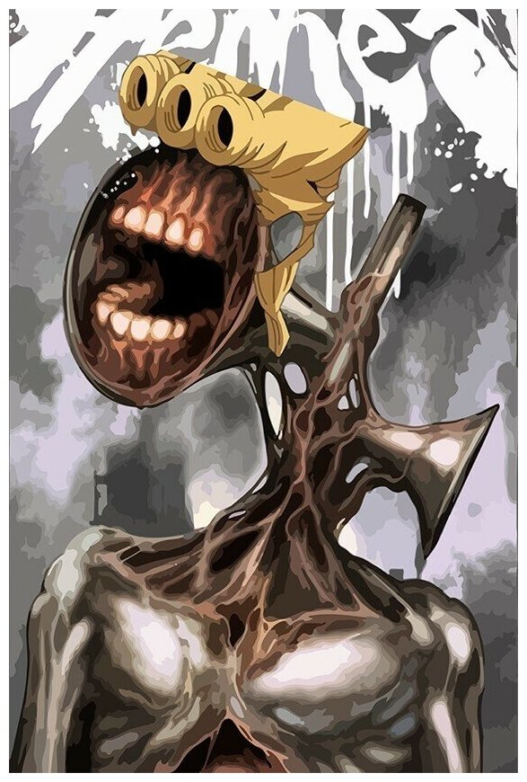 Картина по номерам на холсте Сиреноголовый (монстр, ужас, крипота) - 8387 В 60x40