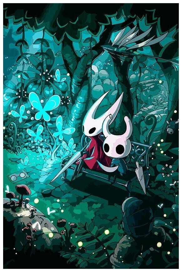 Картина по номерам на холсте игра Hollow Knight (Хорнет, Грязьмут, полый жук, платформер) - 8171 В 60x40