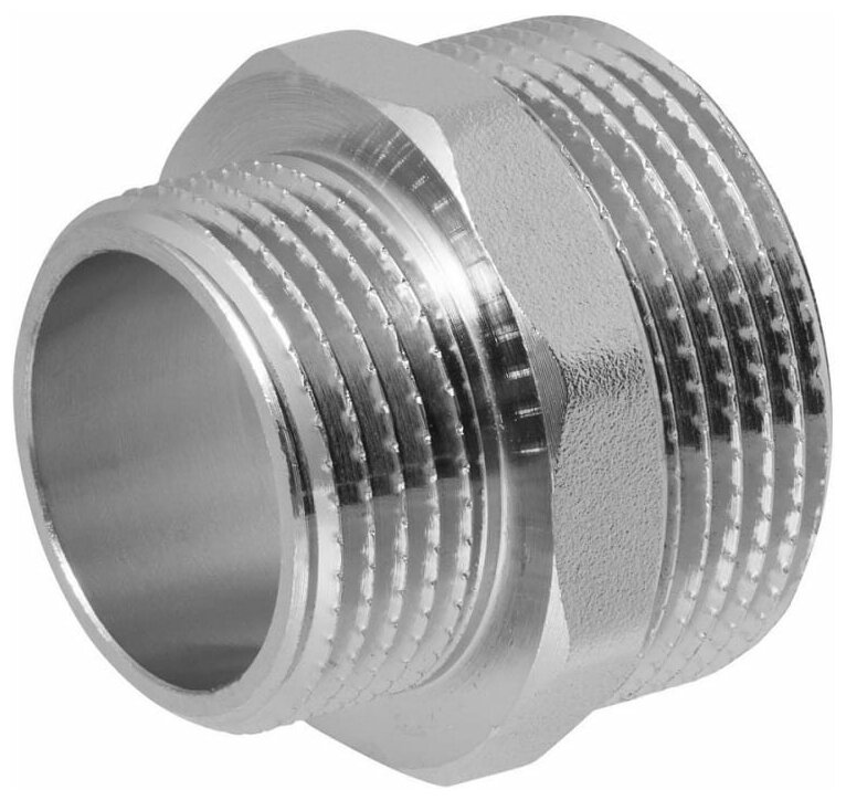 Ниппель-переходник MPF 1.1/4" х 1" бочонок латунный никелированный наружная резьба ИС.072178